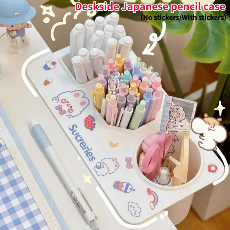 Cute Desk Pen Holder Organizer Free Punch Desktop Storage Box For ...