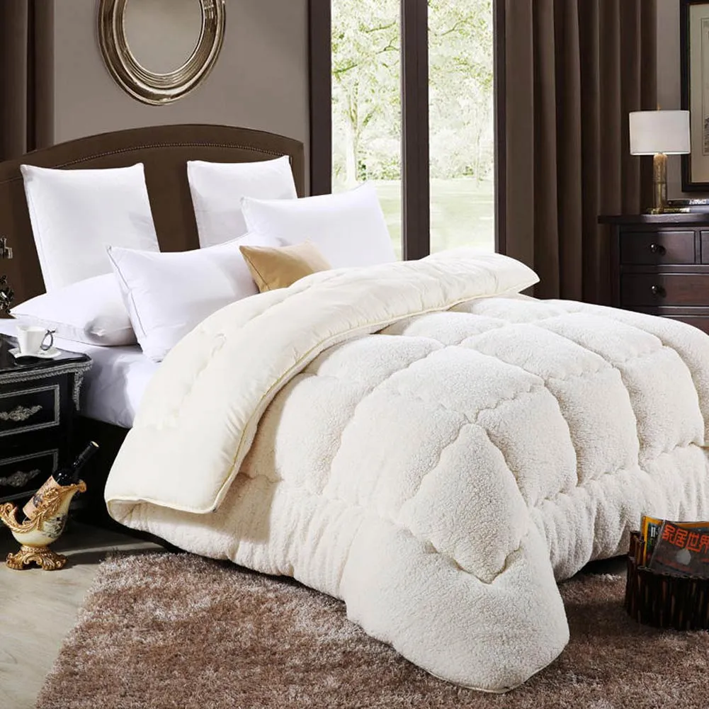 Lamb Cashmere Velvet Quilted Wool Comforter Warm Winter Thickened Quilt ...