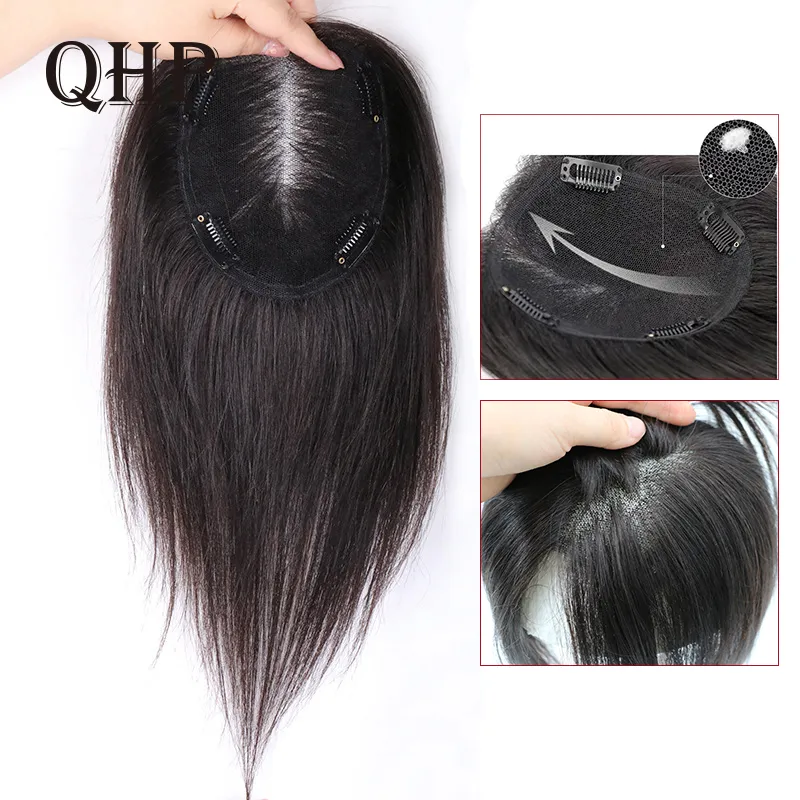 QHP Swiss Lace Hair Toppers for Women: Breathable 100% Human Hair ...