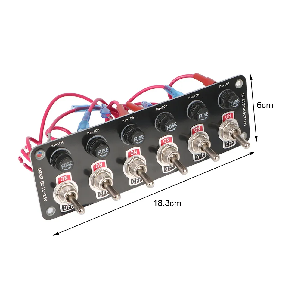 12V 24V 10A Fuse Rocker Switch Panel 6 Toggle Light Buttons Motorcycle ...