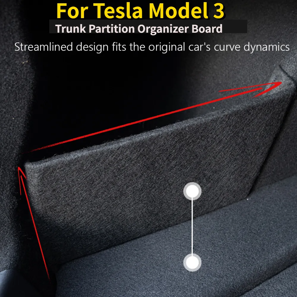 Tesla Model 3 Rear Trunk Organizer: Durable ABS Side Storage Divider ...