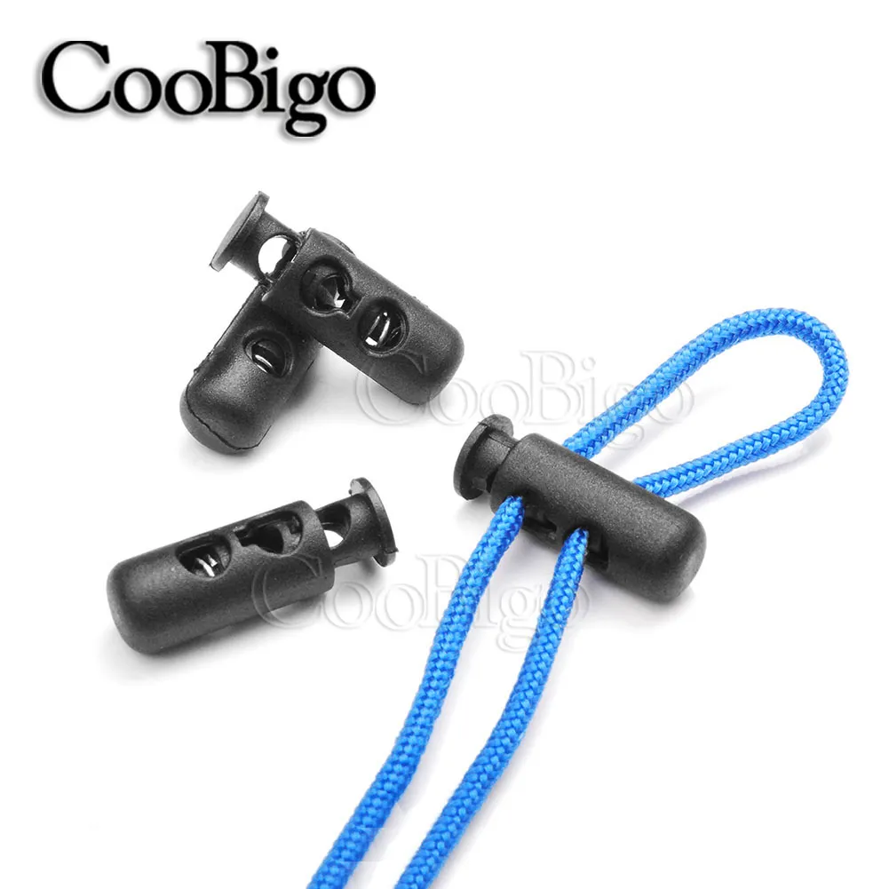 Dual Holes Cord Lock Clips for Drawstring Paracord Rope Lace Stopper ...