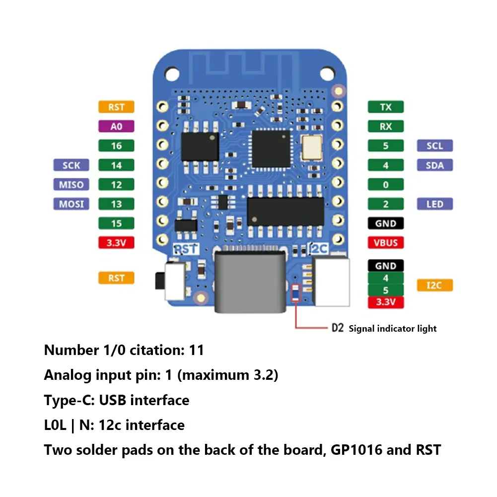 DHgate.com:D1 Mini V4 ESP8266 WiFi Development Board with Type-C USB ...