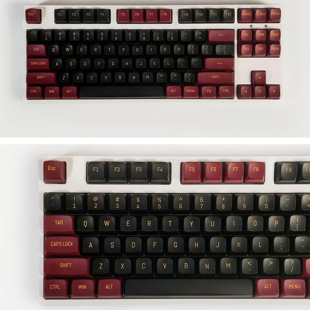 Custom Keycaps: 150 Keys CSA Profile Dye Sub Personalized Red And Black ...
