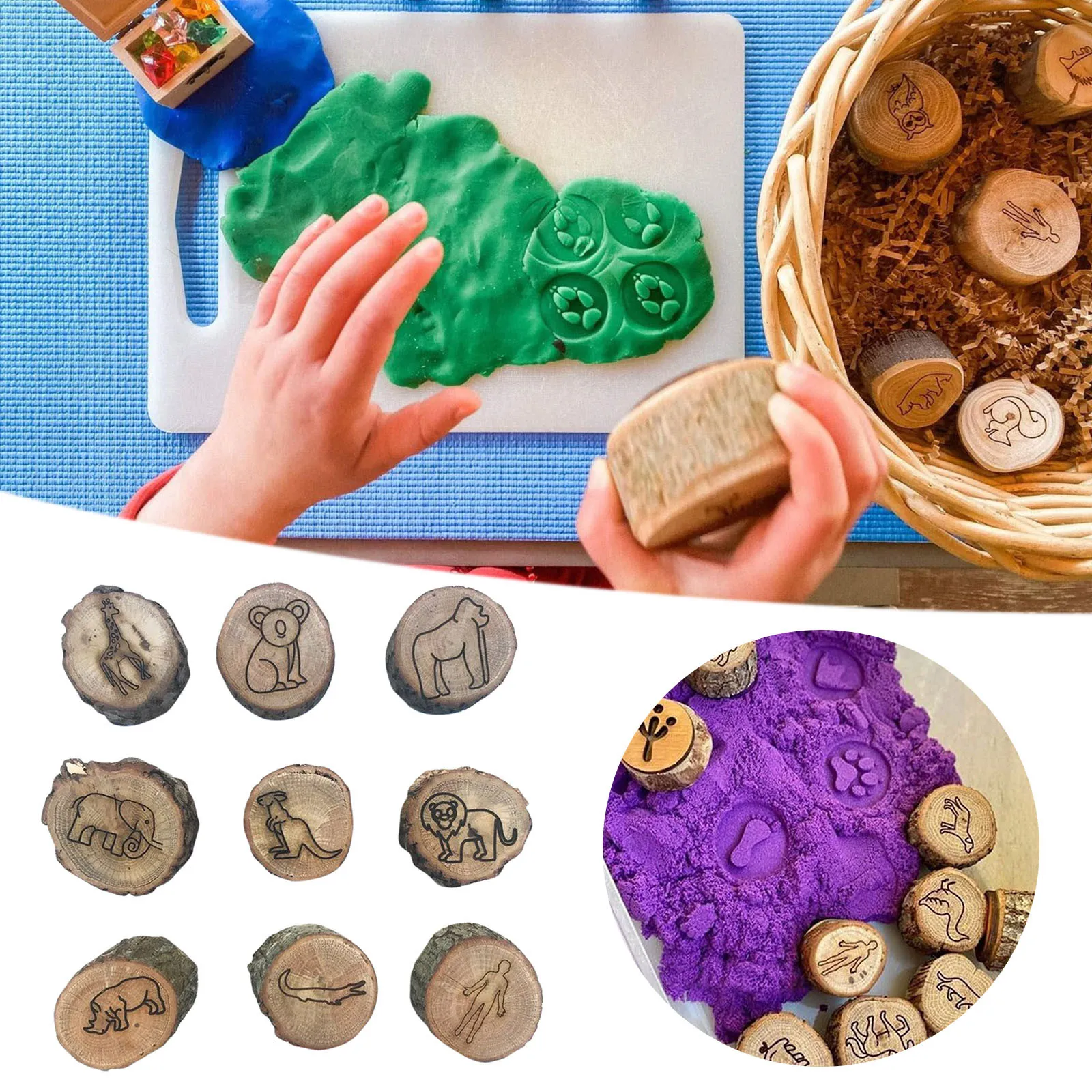 Animal Track Stamp Set - Wooden Footprint Molds for Kids Crafts ...