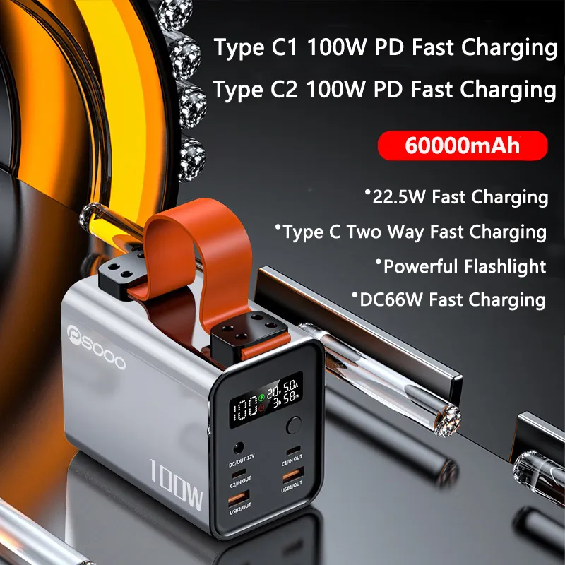 60000mAh Fast Charge PD Two-Way Power Bank with 66W DC Output for ...