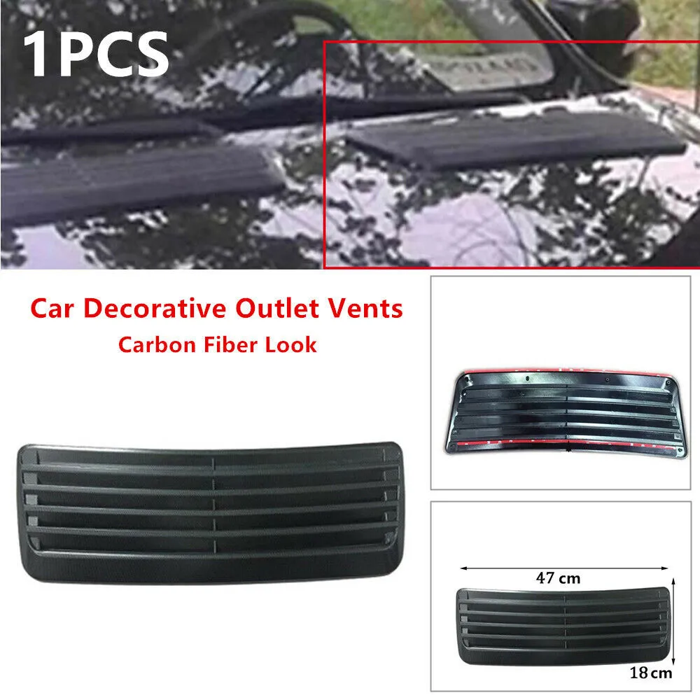 Car Hood Louver Air Intake Cover Black ABS Decorative Bonnet Vent Trim ...