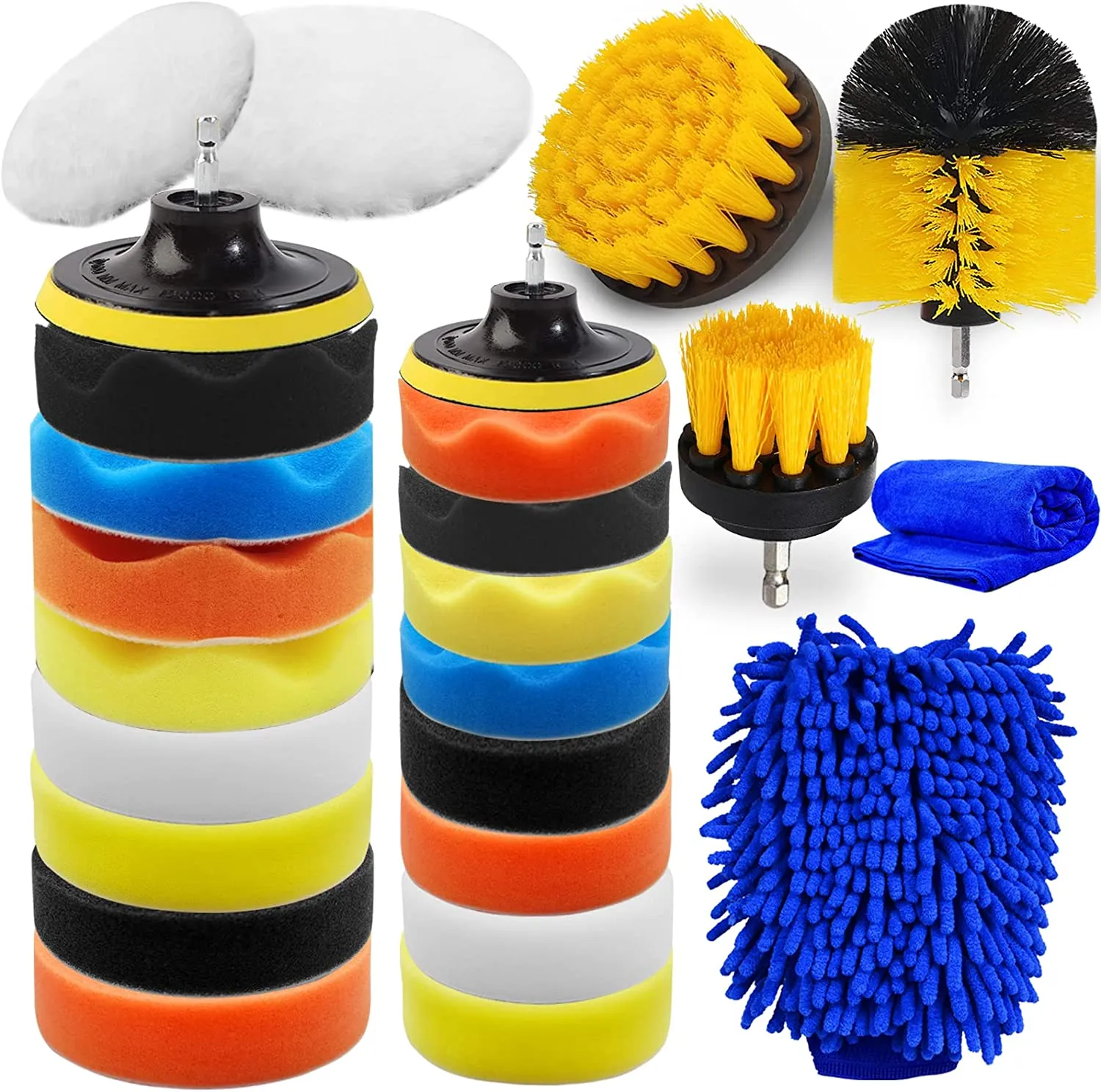 27-Piece Car Detailing Kit: Ultimate Foam Polishing Buffing Pads Drill ...