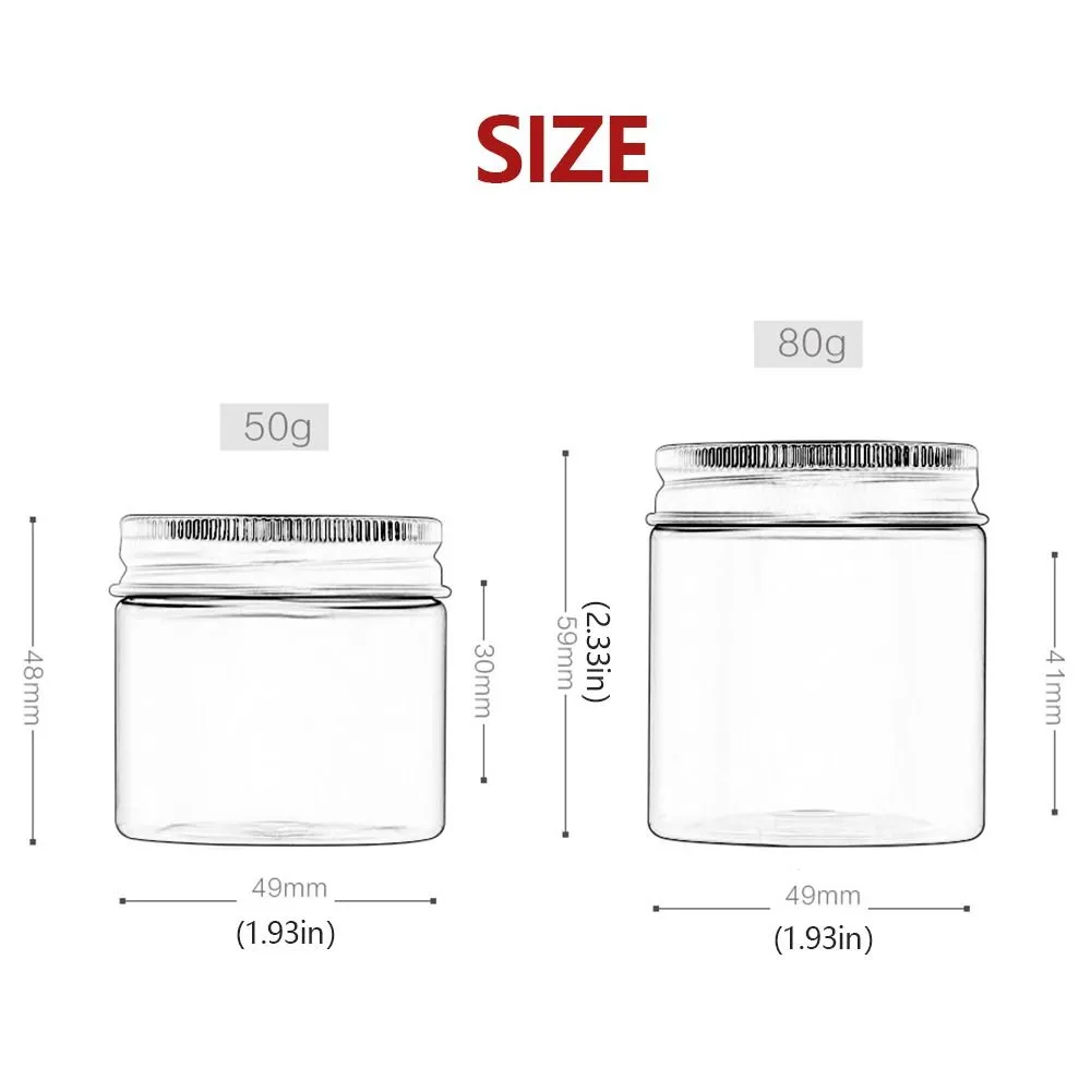 DHgate.com:2-Pack 50G & 80G Clear Plastic Cosmetic Jars with Gold ...
