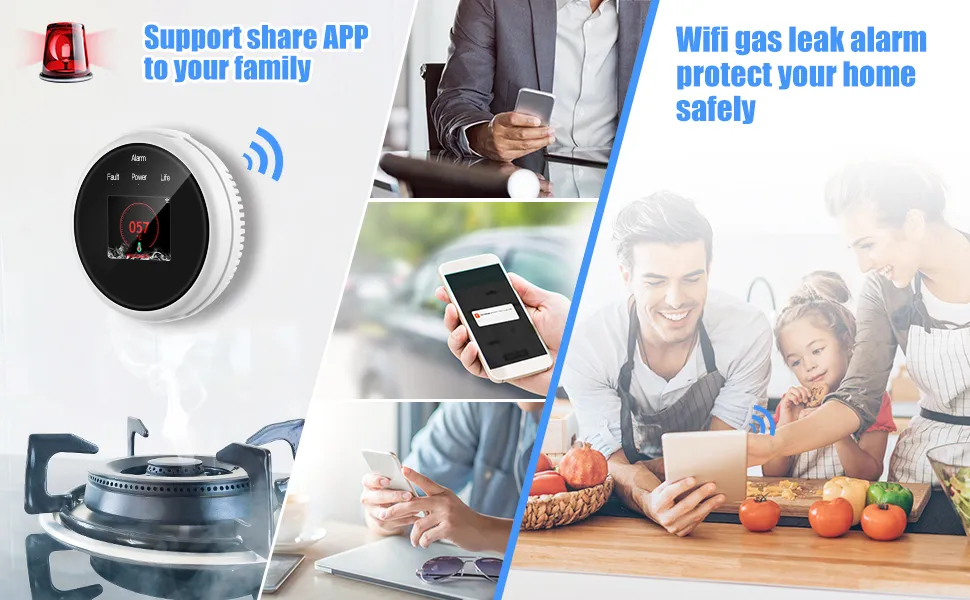 Smart methane Gas Leak and Temperature Detector sonar sensor with Tuya ...