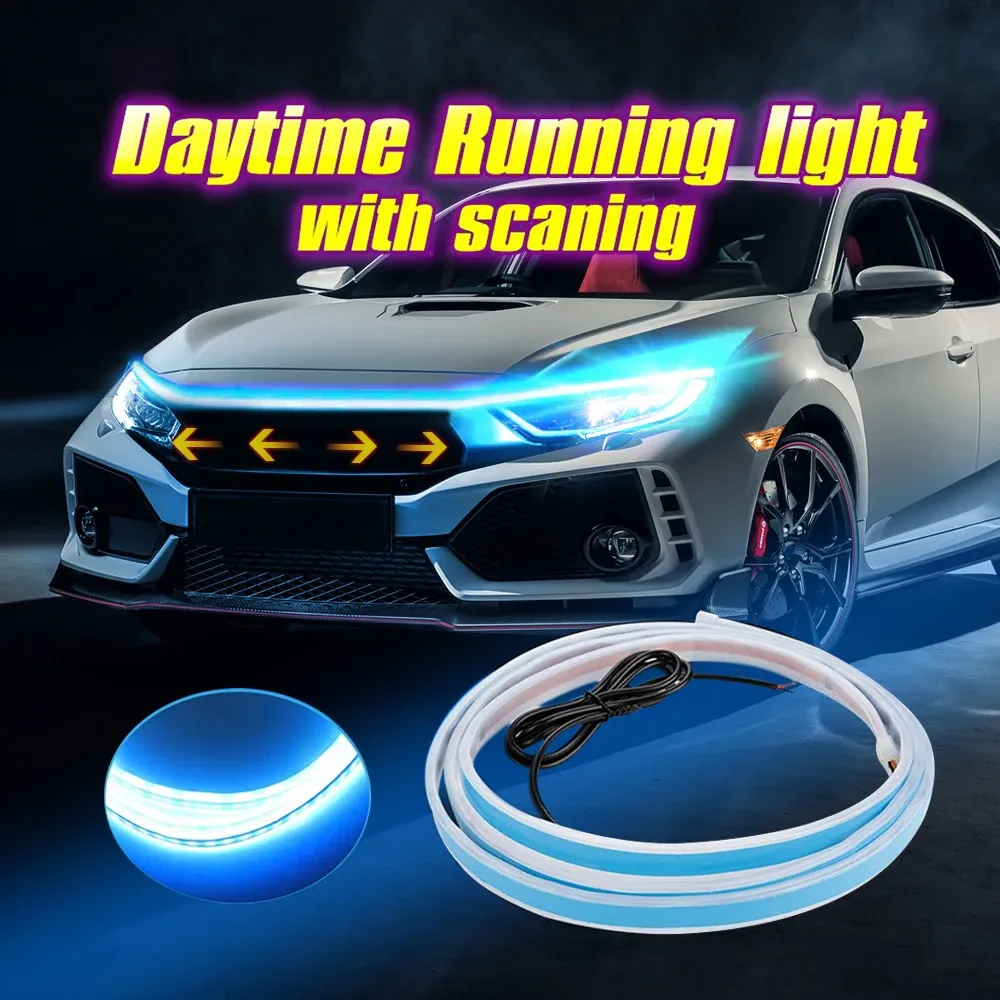 2024 New12V DIY Car Hood Light, Dynamic LED DRL Hood Light Strip ...