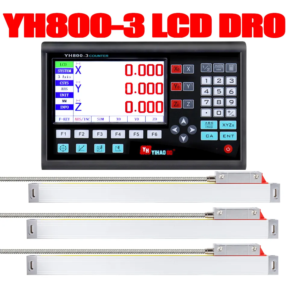 3 Axis Digital Readout YH800 2/3 LCD Dro Set Linear Encoder 5U 5V TTL ...