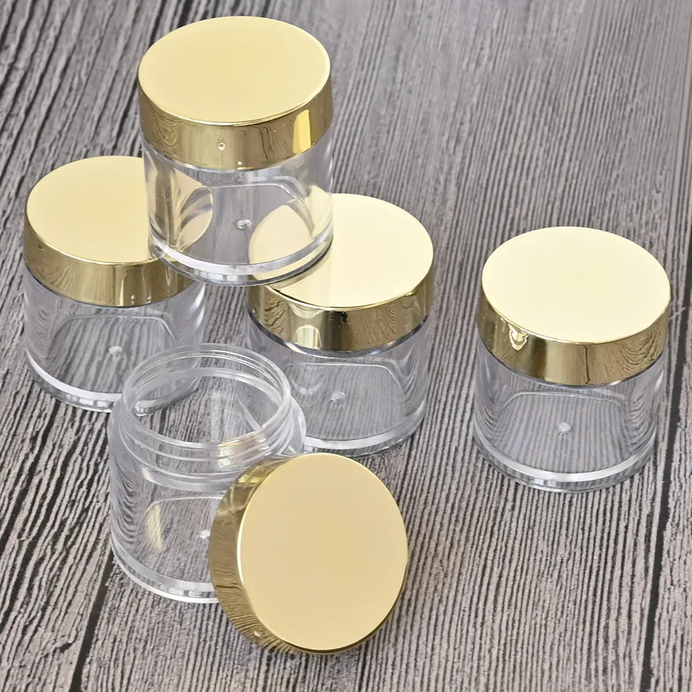 30ml/1oz Gold Lid Clear Empty Cosmetic Jars - 20/50/100 Pack Acrylic ...