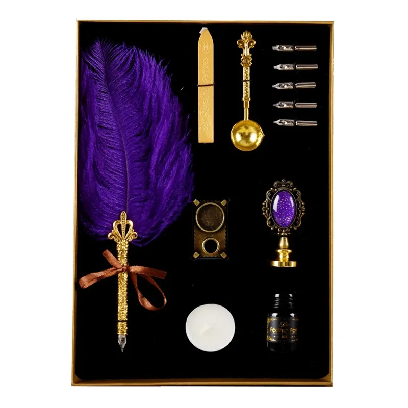 Aazon.co : AIYNC Quill Pen Ink Set, With Notebook Wax Seal Stap Kit