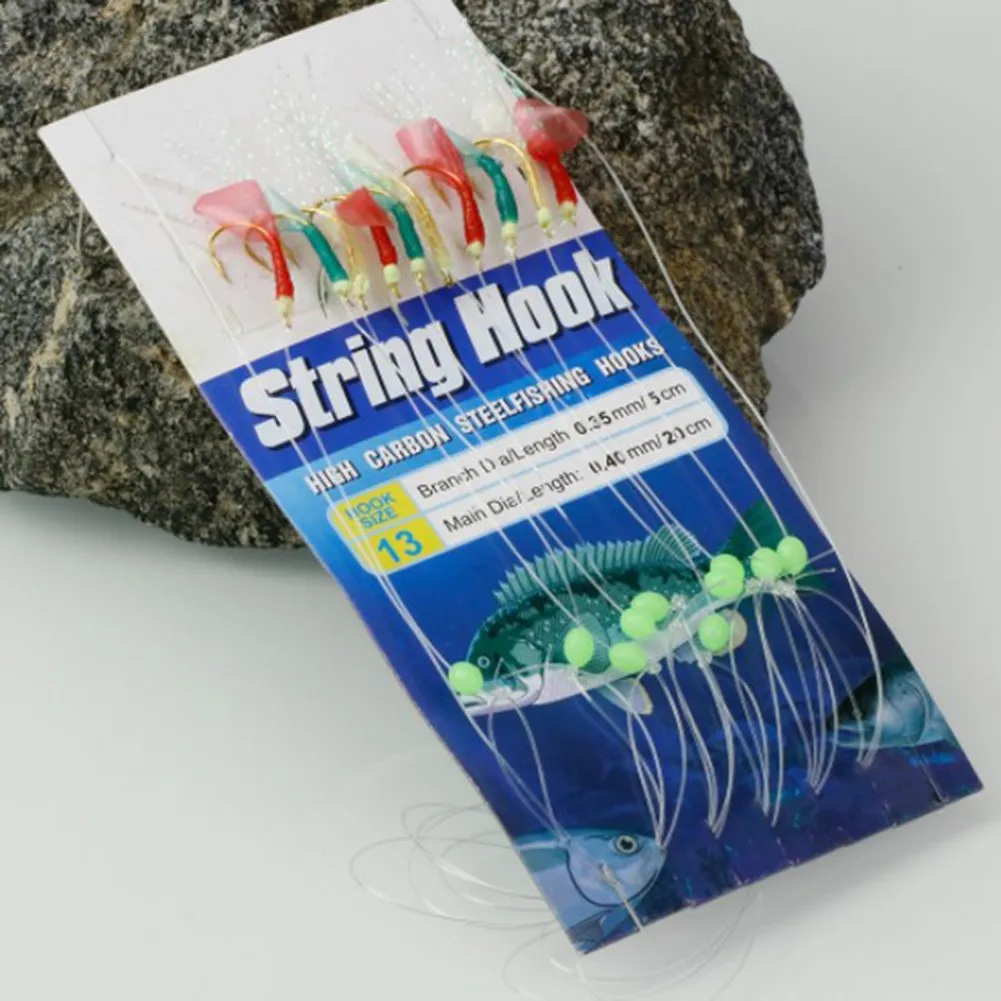 Sabikis Rigs Fishing Feather Lures With 10 Hooks Sea Herring Bait ...