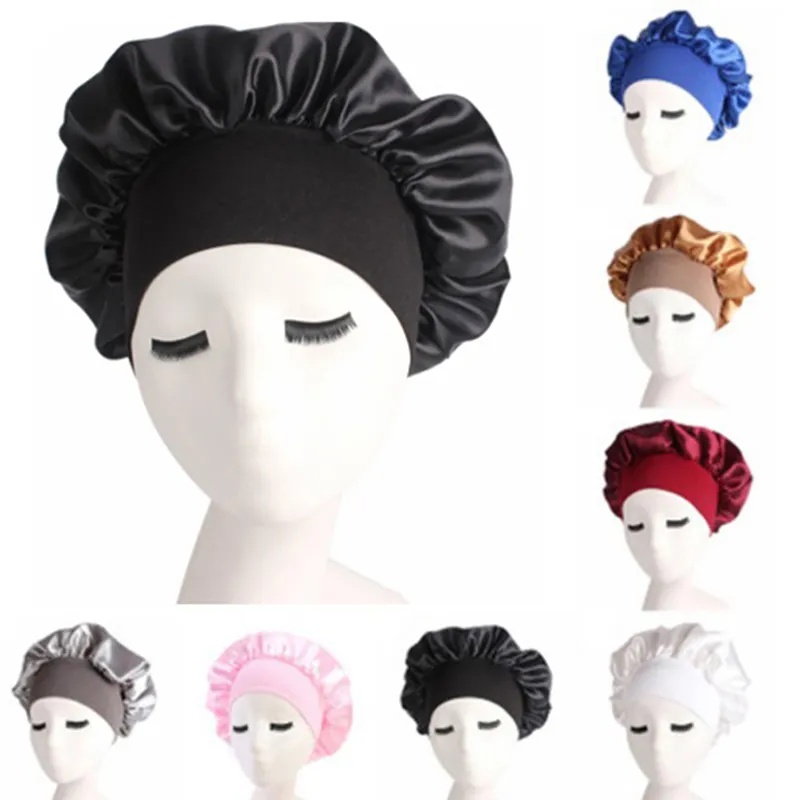 Premium Silk Sleeping Cap for Curly Hair - Elastic Head Wrap & Shower ...