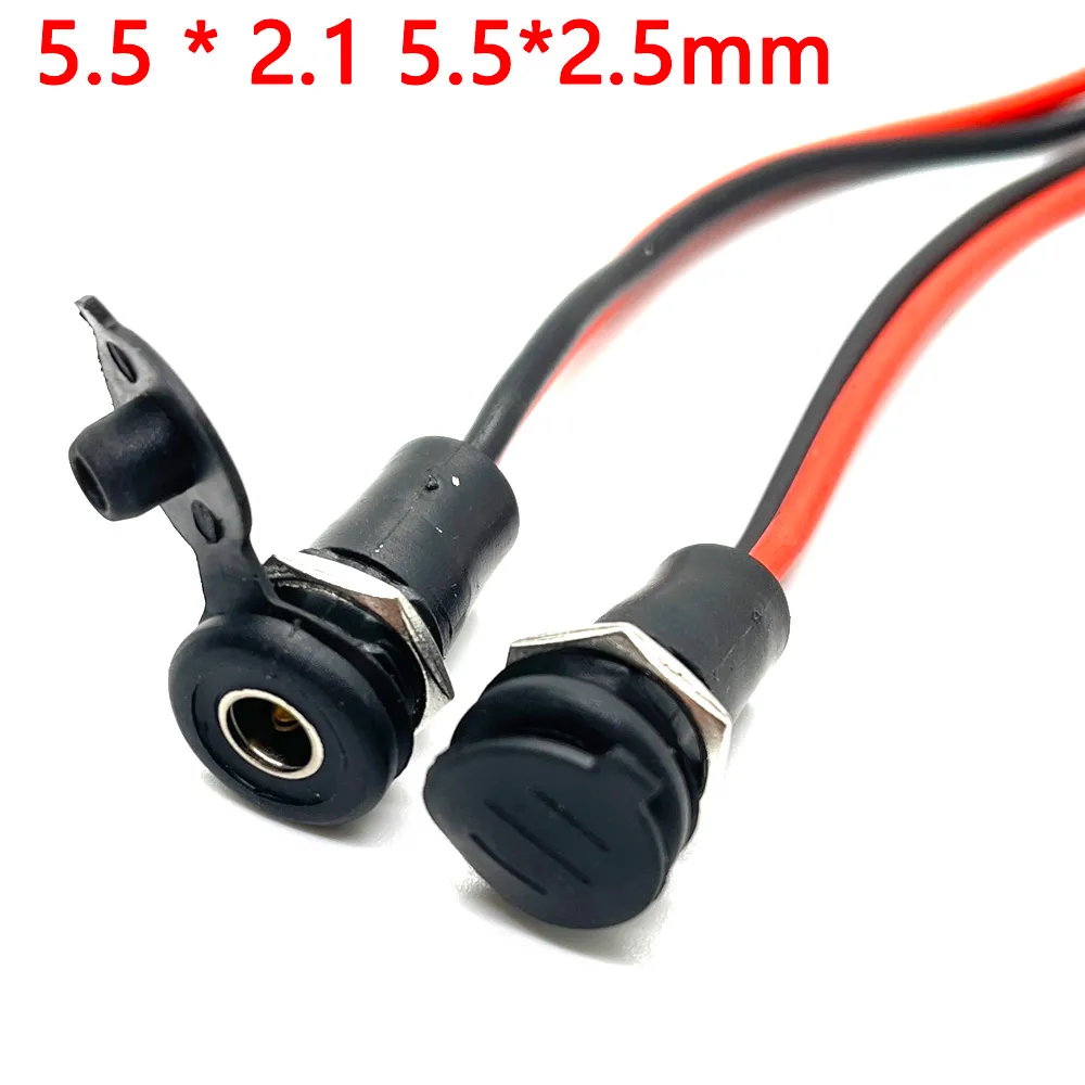 DC power female socket with cable wired 5.5 × 2.1 mm and 5.5 × 2.5 mm ...