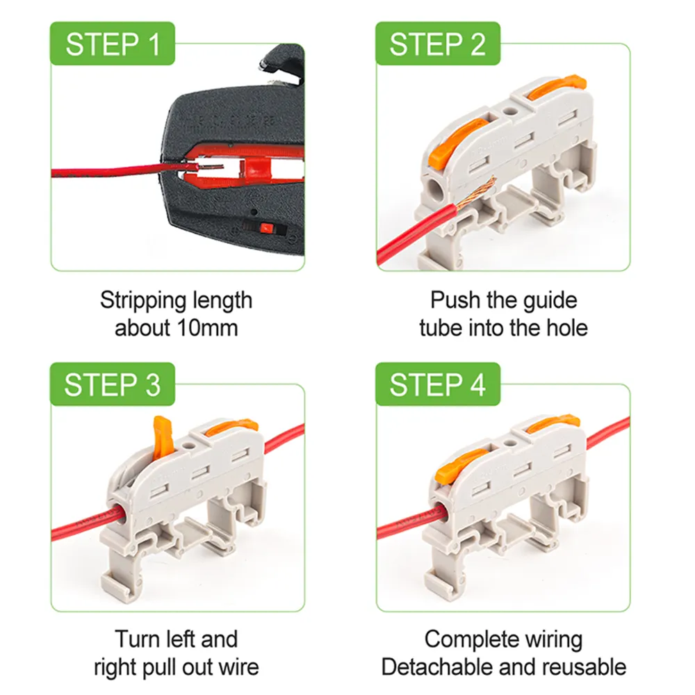 Quick Connect Wiring Connectors Din Rail Terminal Blocks, Compact Wire ...