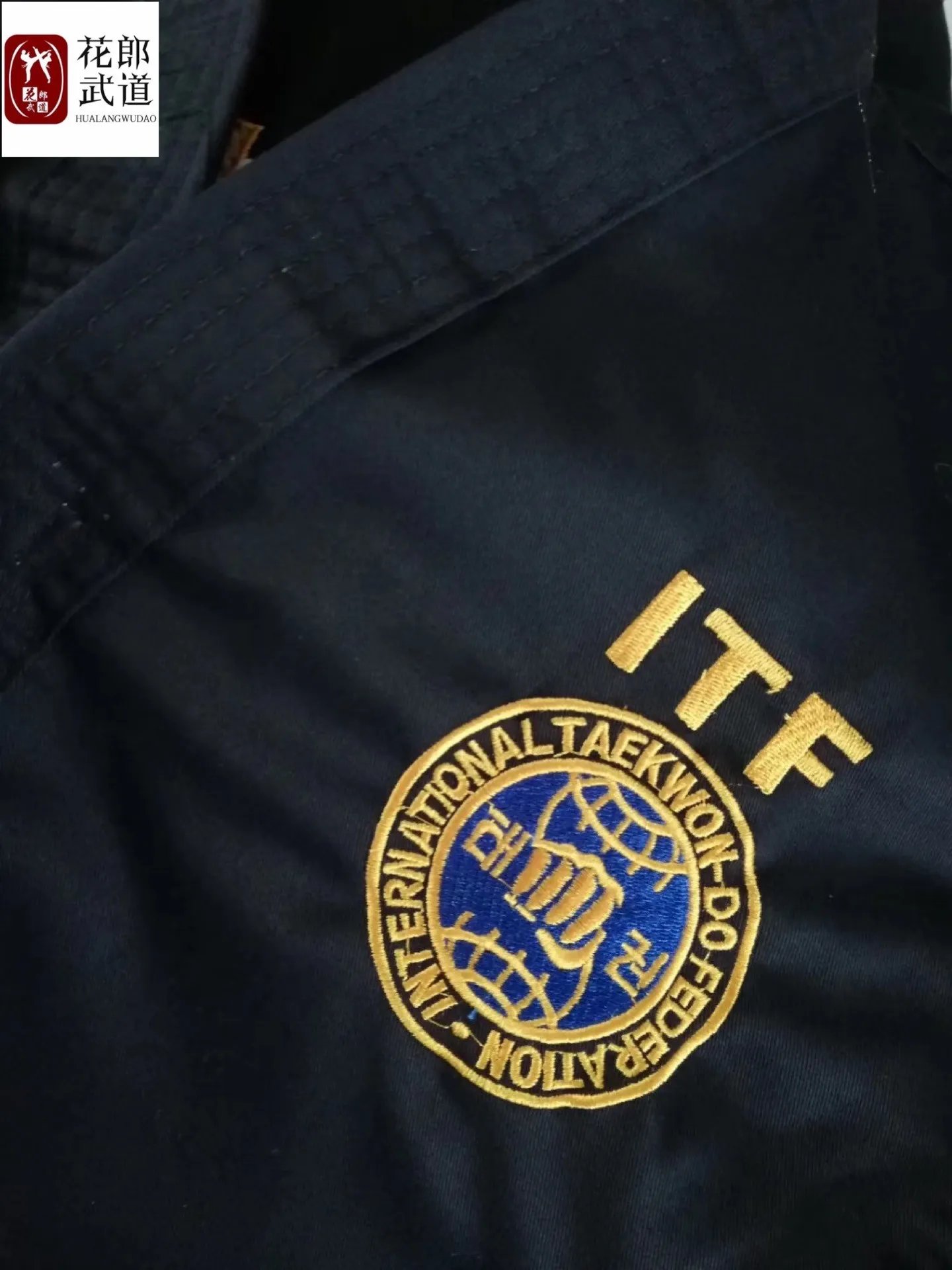 Premium ITF Taekwondo Uniform - Black Student Gi with Gold Embroidery ...