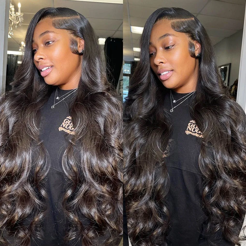 Human Hair Body Wave Wig - 99J Burgundy 13x6 Lace Frontal, Highlight ...
