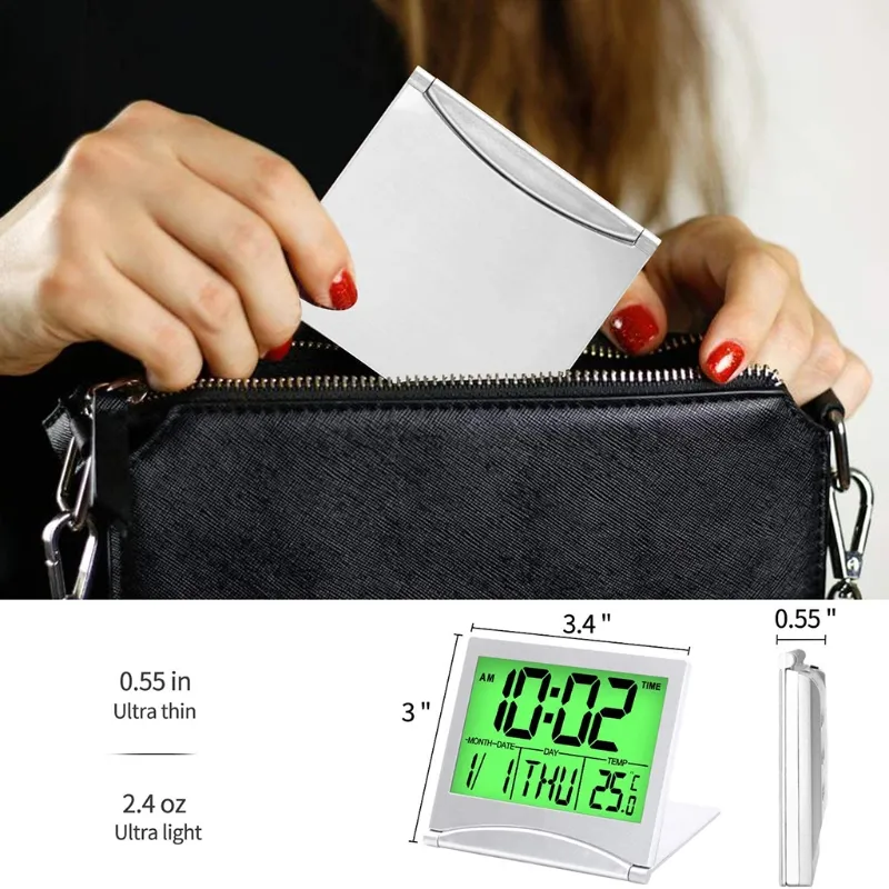 LCD Digital Travel clock alarm clock with Backlight, Calendar ...