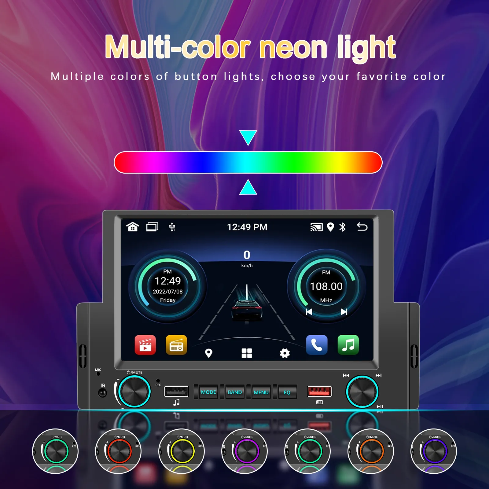 Podofo Universal Android 12 Car Radio 6.2 2+32G 1DIN Car Stereo with ...