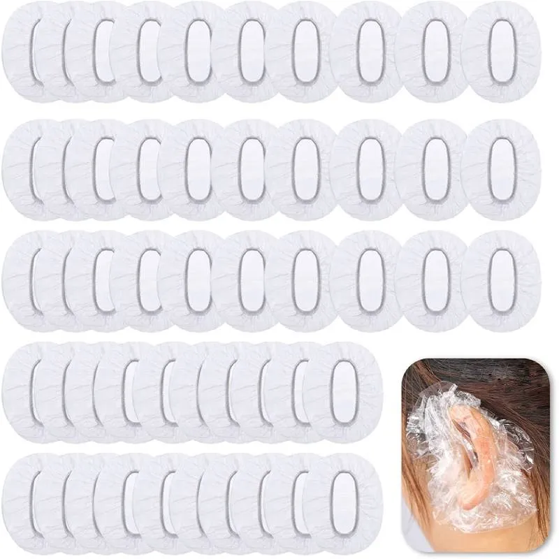 100 Disposable Ear Covers - Waterproof Protectors for Shower, Hair Dye ...