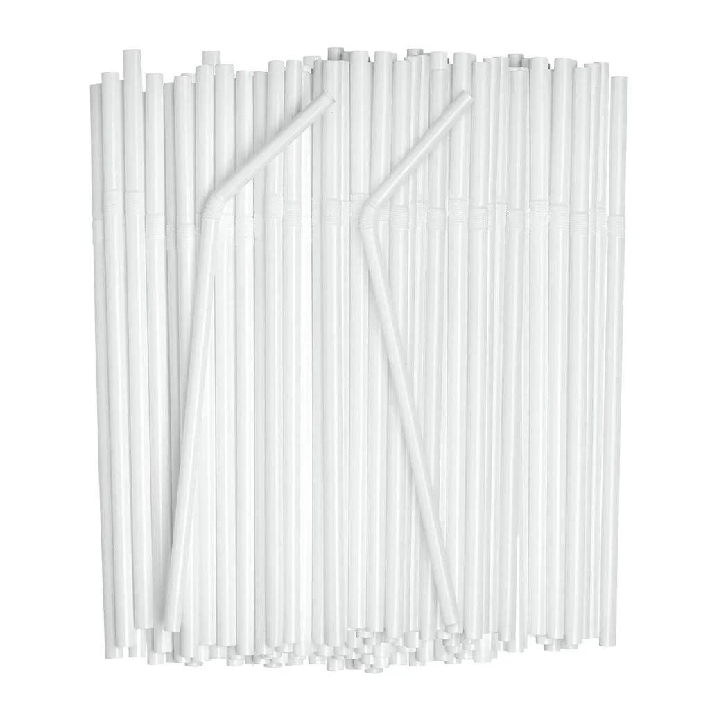 100-300 Pack of White Flexible rice straws for Juice, Yogurt, and ...
