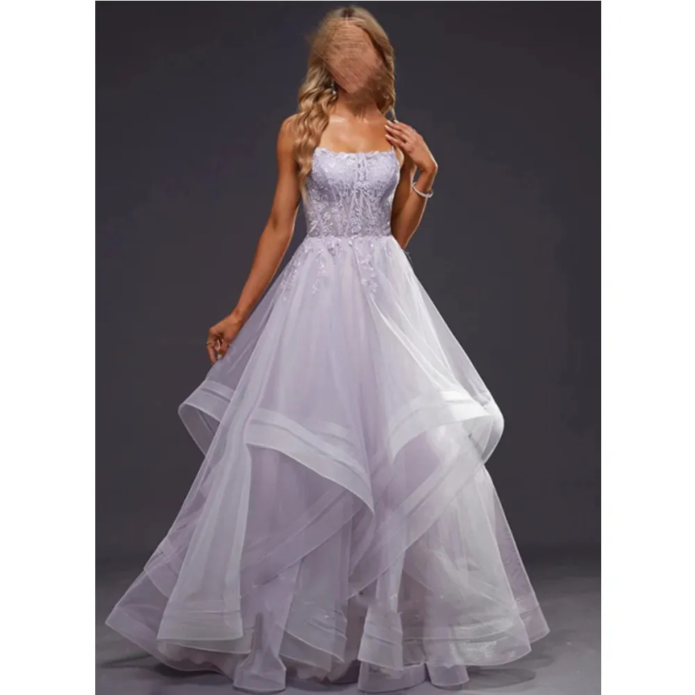 Elegant Multilayer Tulle Prom Dress, Sleeveless Backless Evening Gown ...