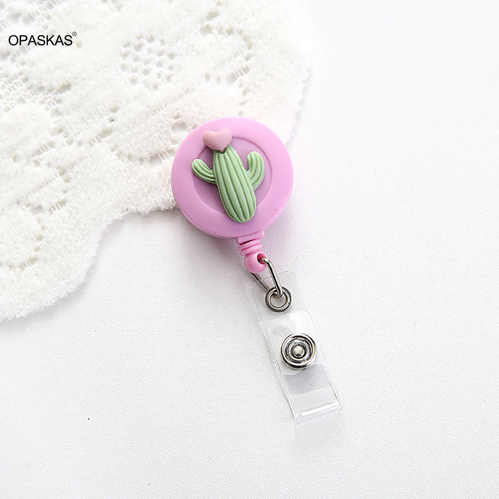 Retractable Wire Rope Keychain with Elastic Carabiner Clip and Floral ...