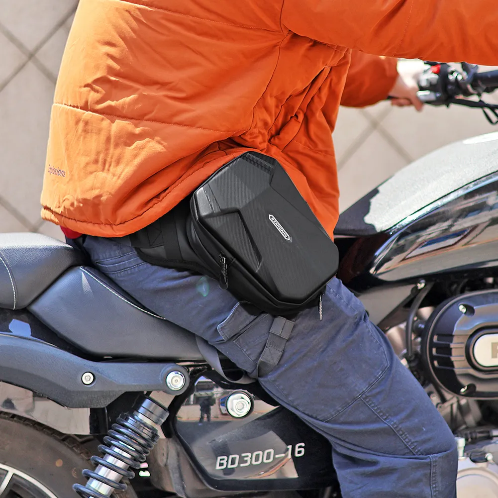Expandable Hard Shell Motorcycle Luggage Hip Bum Pack With Drop Leg For ...