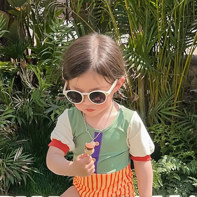 Colorful Girls Patchwork Swimsuit with Swim Cap - 2-Piece Bathing Suit ...