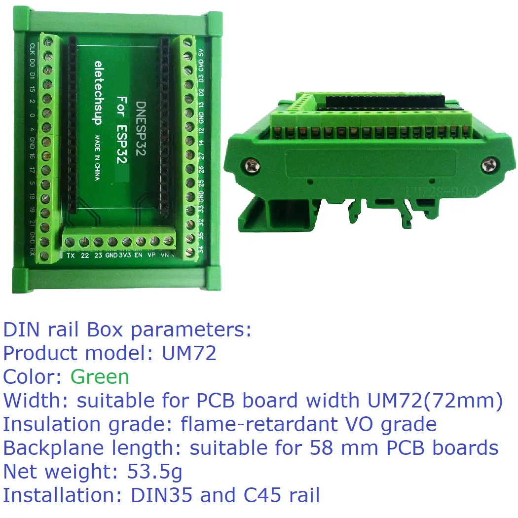 DIN Rail Mount Screw Terminal Block Adapter Module For ESP32S ESP WROOM ...