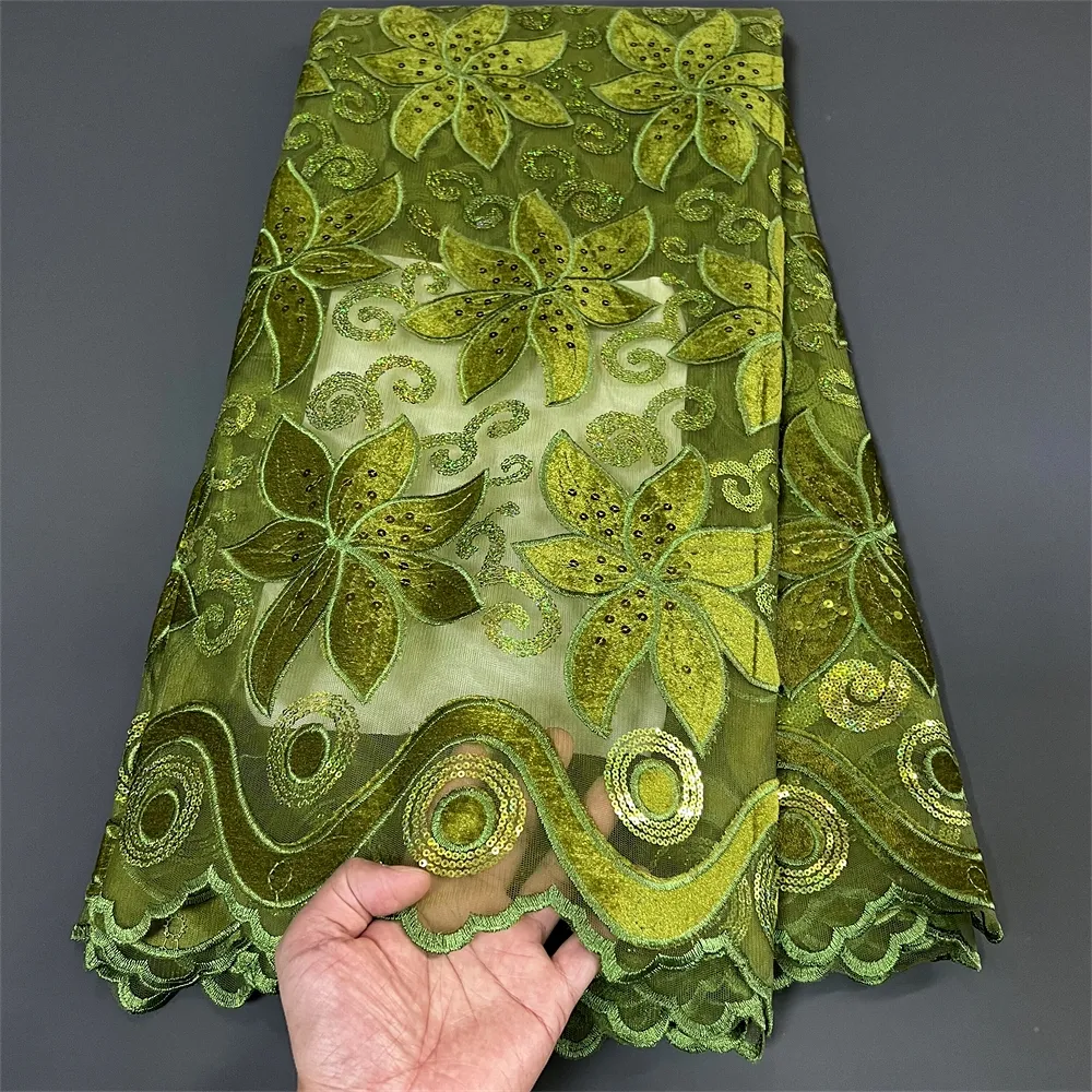 Premium Quality African Cord Lace Fabric - Exquisite Velvet Sequins for ...