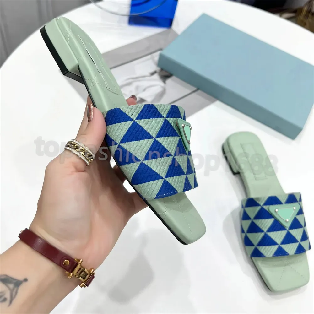 New Prad Triangle Straw Weave Slipper Sandal Platform Raffias Slippers ...