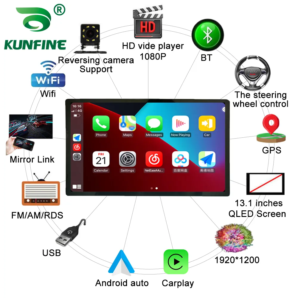 13.1'' Rotatable Touchscreen Double Din Car Stereo with GPS Navigation ...