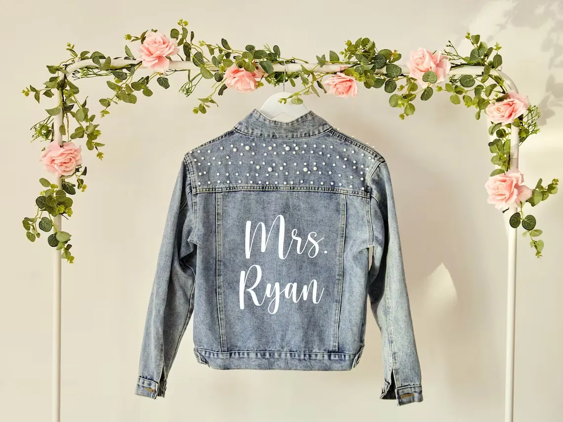 DHgate.com:Custom Bridal Pearl Denim Jacket | Personalized Jean Jacket ...