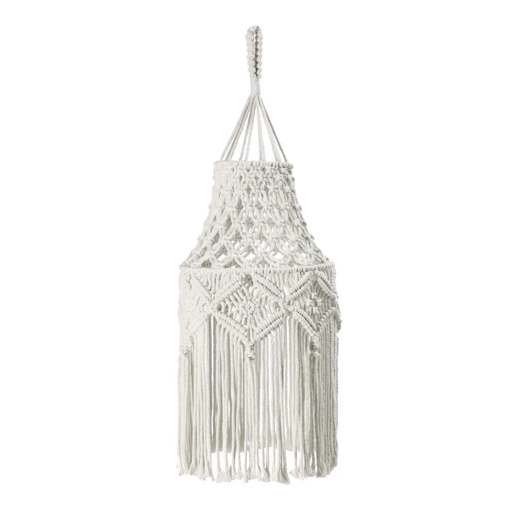 Modern Boho Macrame Pendant Light Cover 12 in Cotton Ceiling Lamp Shade ...