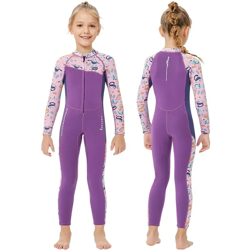 DHgate.com:5MM Neoprene Warm One-Piece Swimsuit for Girls, Purple Long ...