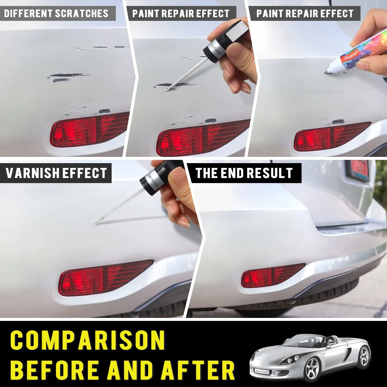 2x Car Scratch Repair Pen Set - Easy Touch Up Paint Pen for Automotive ...