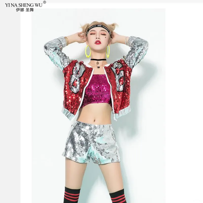 DHgate.com:Sequined Hip-hop Street Dance Costumes with Contrast Color ...