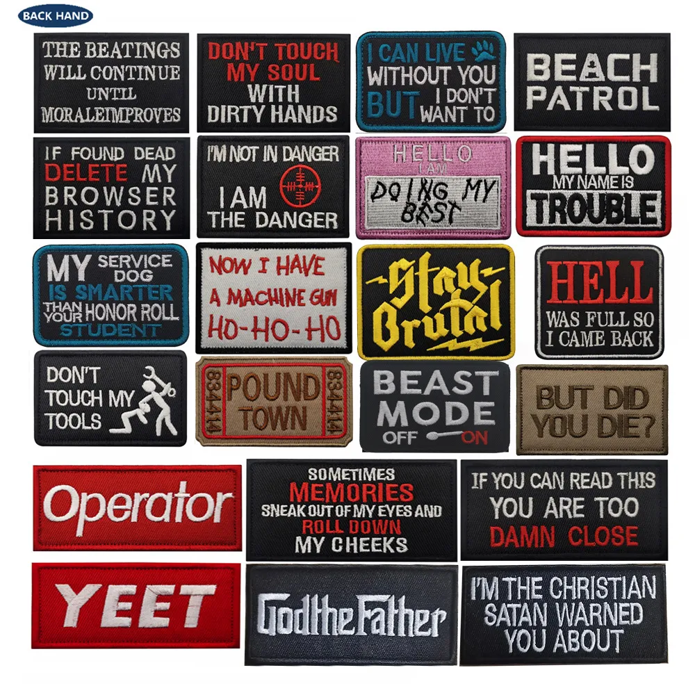 Embroidery Alphabet Patches Motivational Biker Slogan Appliqué Badges ...
