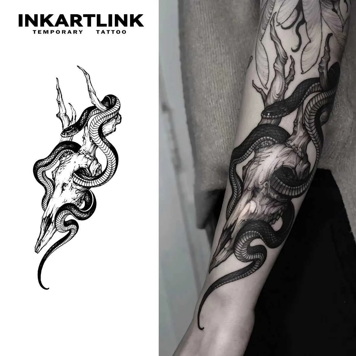 Waterproof Snake Tattoo Sticker Dragon 15 Days Temporary Fake Tattoos ...