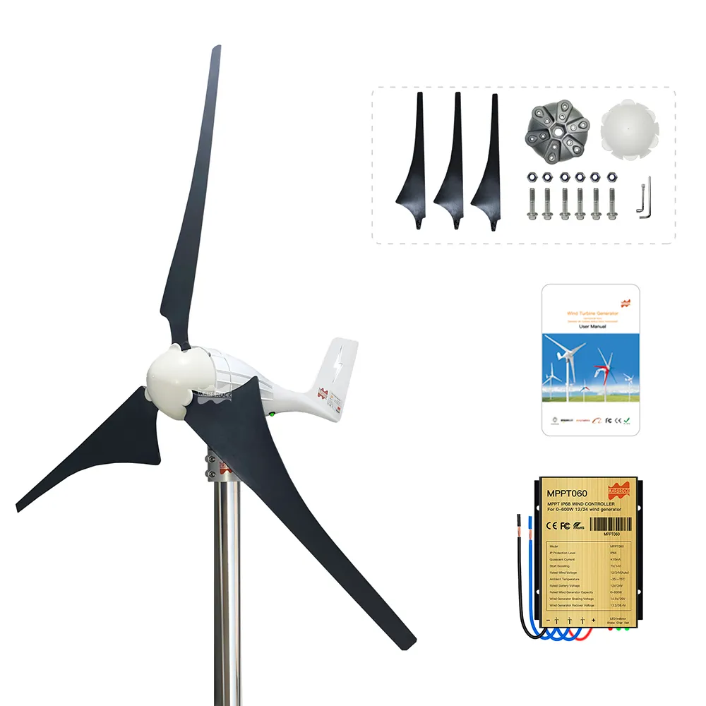 Compact 600W wind generator for home with MPPT Controller and High ...
