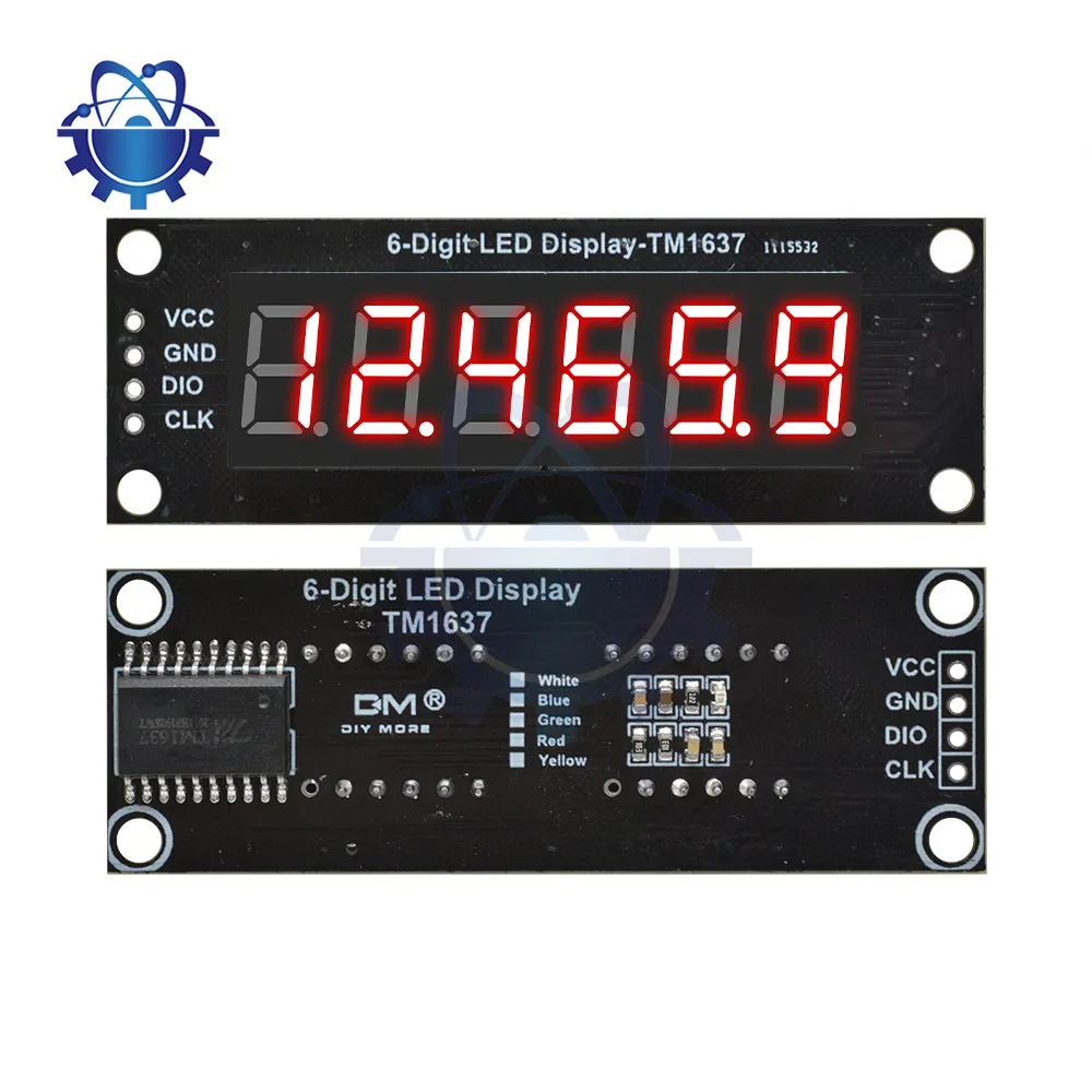 TM1637 Display 6 Bits 7 Segments Digital LED Display Module For Arduino 0.56 Inch Nixie Clock ...