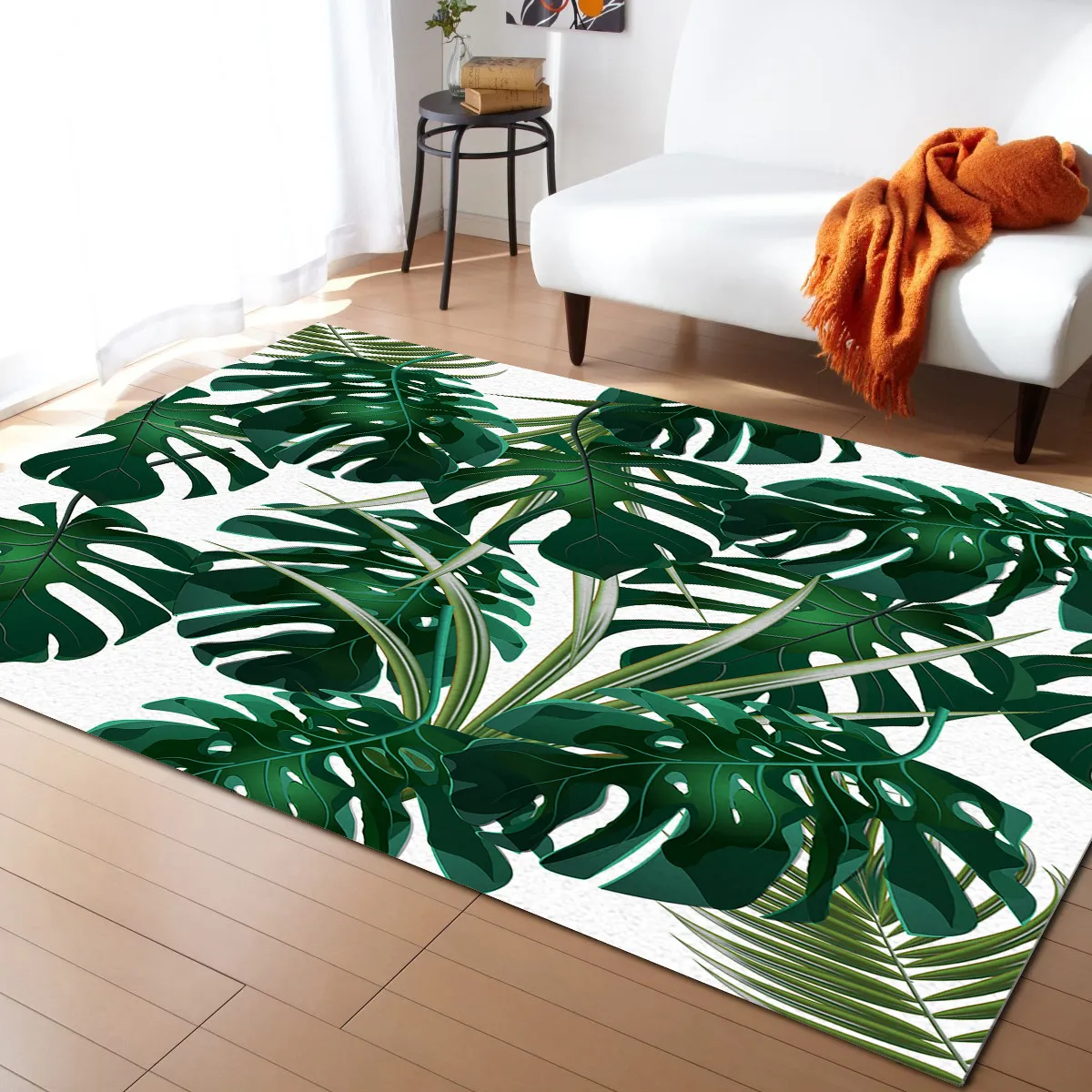 Abstract Bamboo Forest Floor Mat, Green Washable Non-Slip Living Room ...