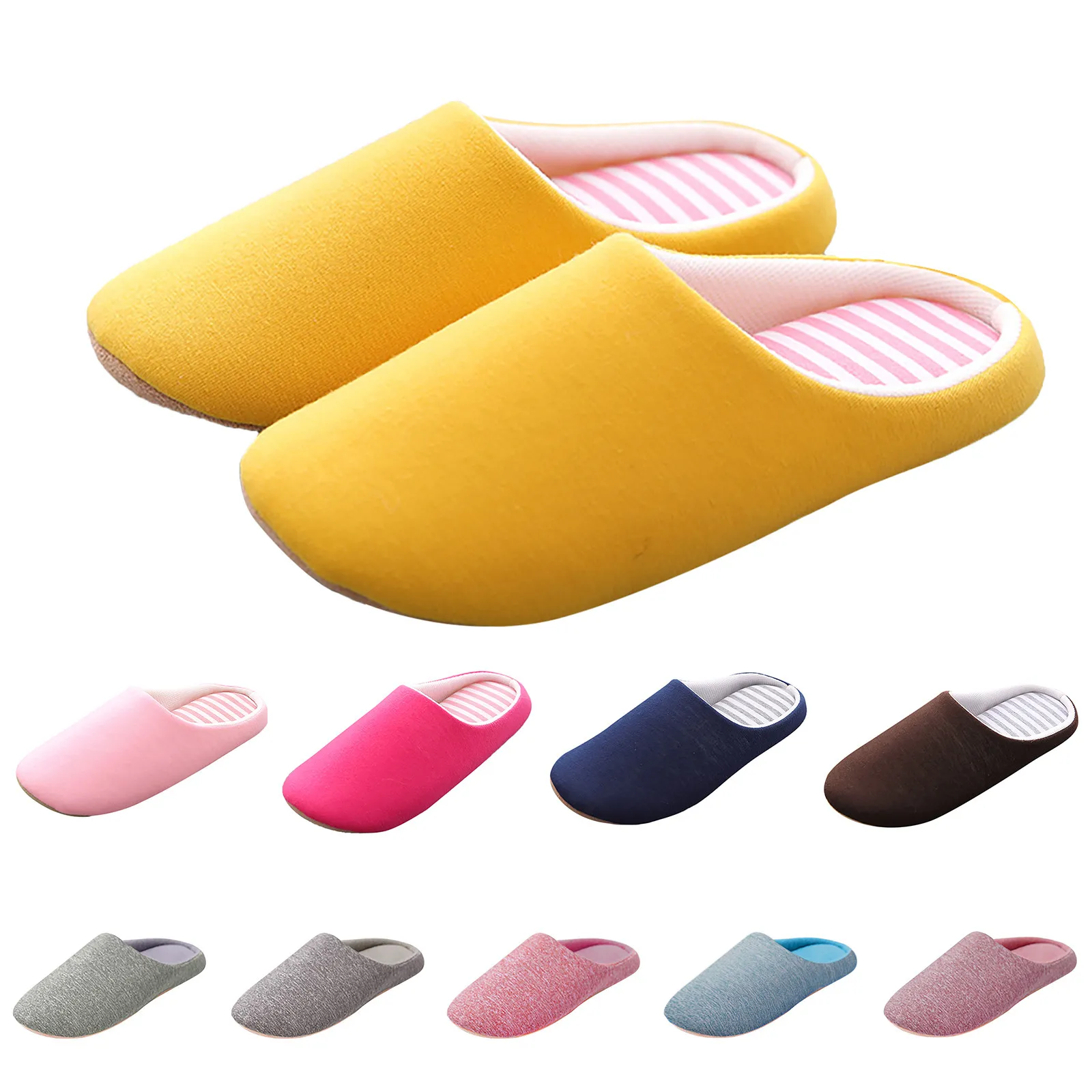 Slippers For Women Round Toe Velvet Flats Plus Furry House Footwear ...