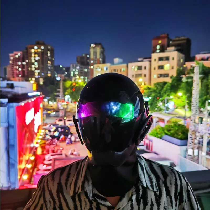 Futuristic Cyberpunk Mask: Customizable LED Cosplay Helmet for Tech ...