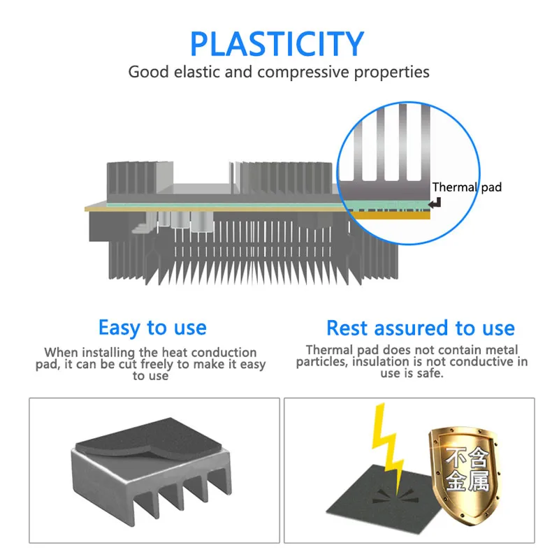 UPSIRN 100x100mm Thermal Pad Silicone Plaster Heatsink Cooling Mat For ...