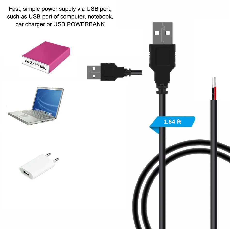 DHgate.com:LED Strip Light Plug Adapter: 30CM, 50CM, 100CM USB ...